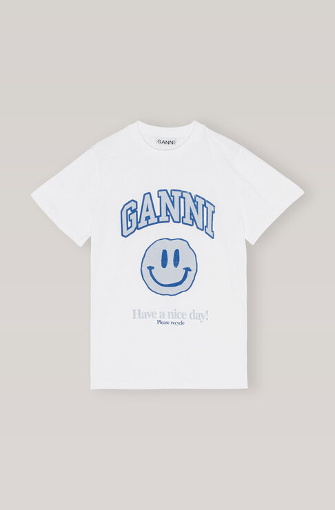 【GANNI】JERSEY SMILEY RELAXED T SHIRT 18693786~bright white_0.jpg